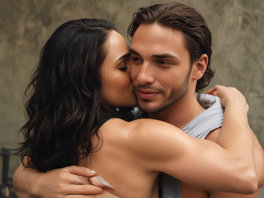 Gal gadot hug black muscular man
