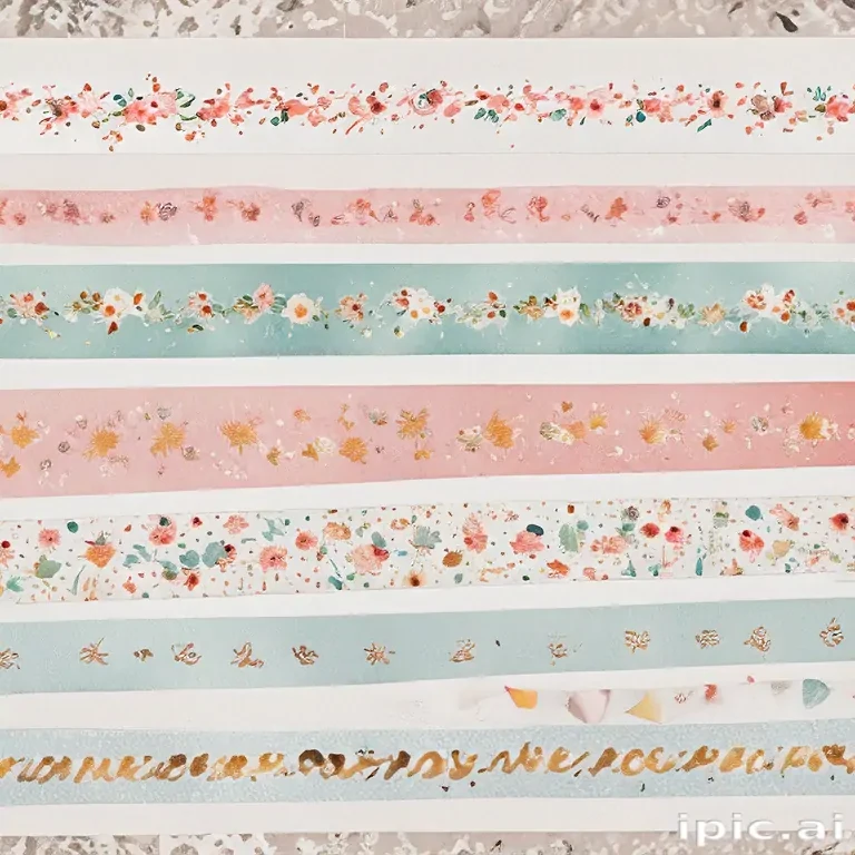 Colorful Decorative Paper Strips Featuring Floral Patterns and Elegant ...