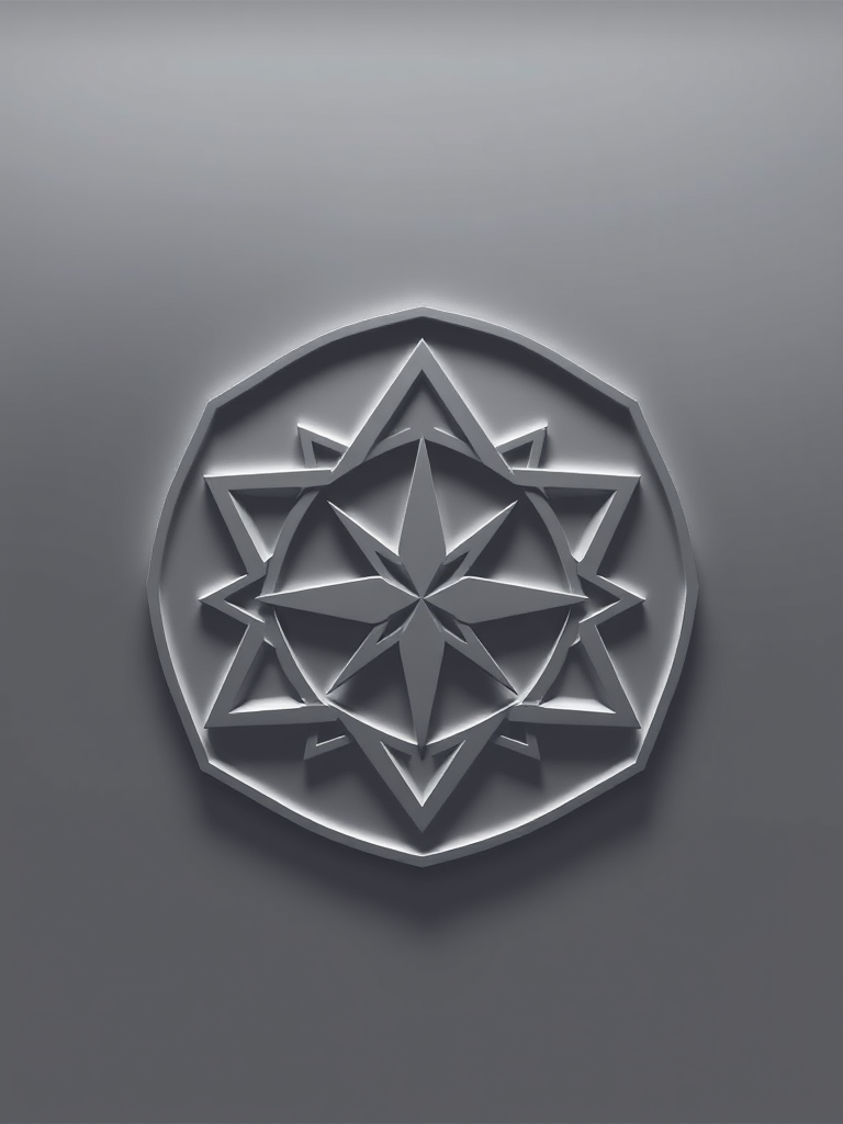 Intricate Geometric Star Design with a Sleek Metallic Finish on Surface