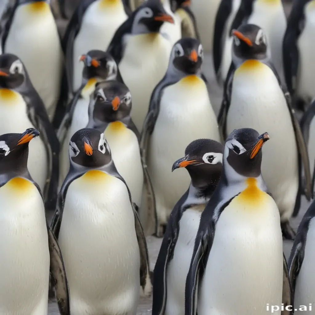 A Charming Gathering of Penguins in Their Natural Habitat Together.