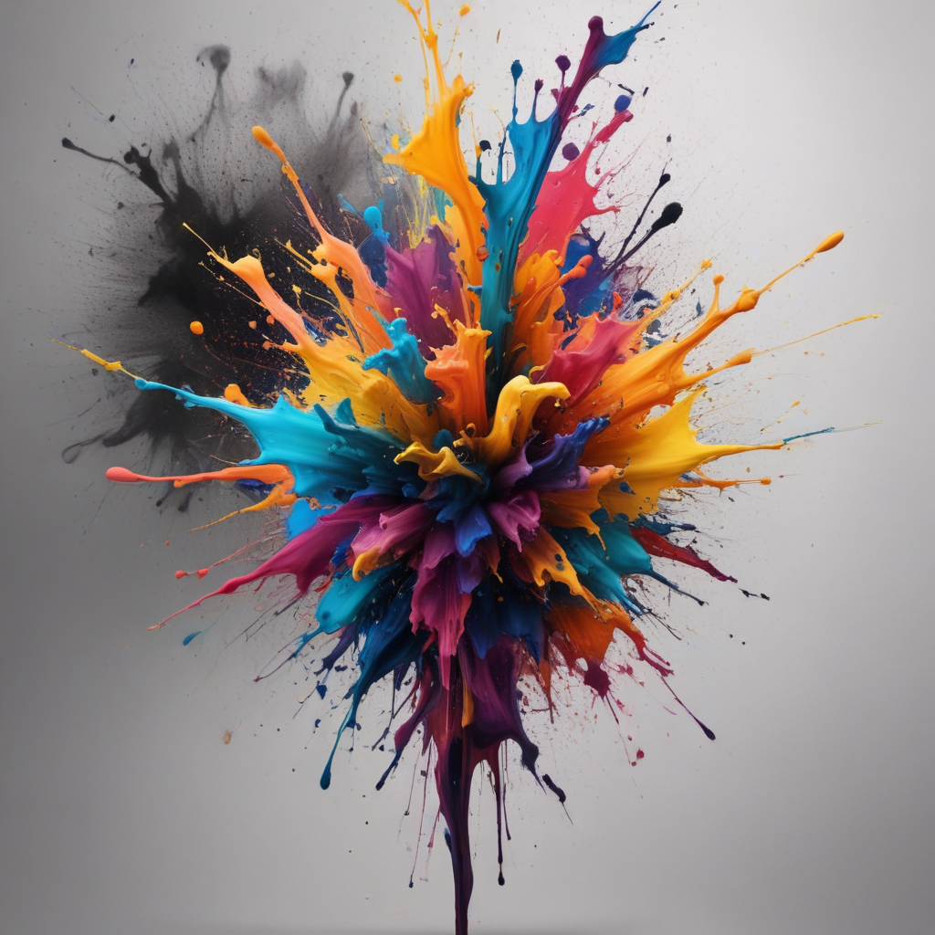 Vibrant Explosion of Colors Against a Subtle Black Background