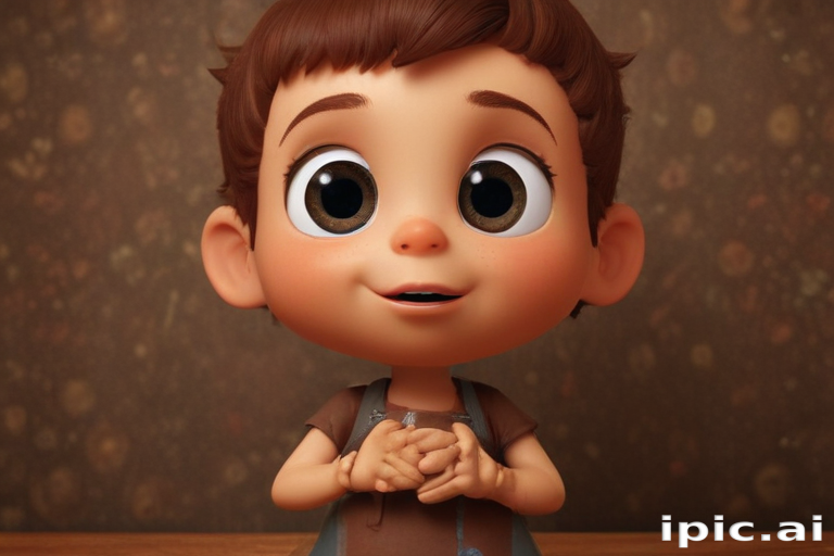 Charming Animated Child With Big Eyes and Joyful Expression in a Cozy ...