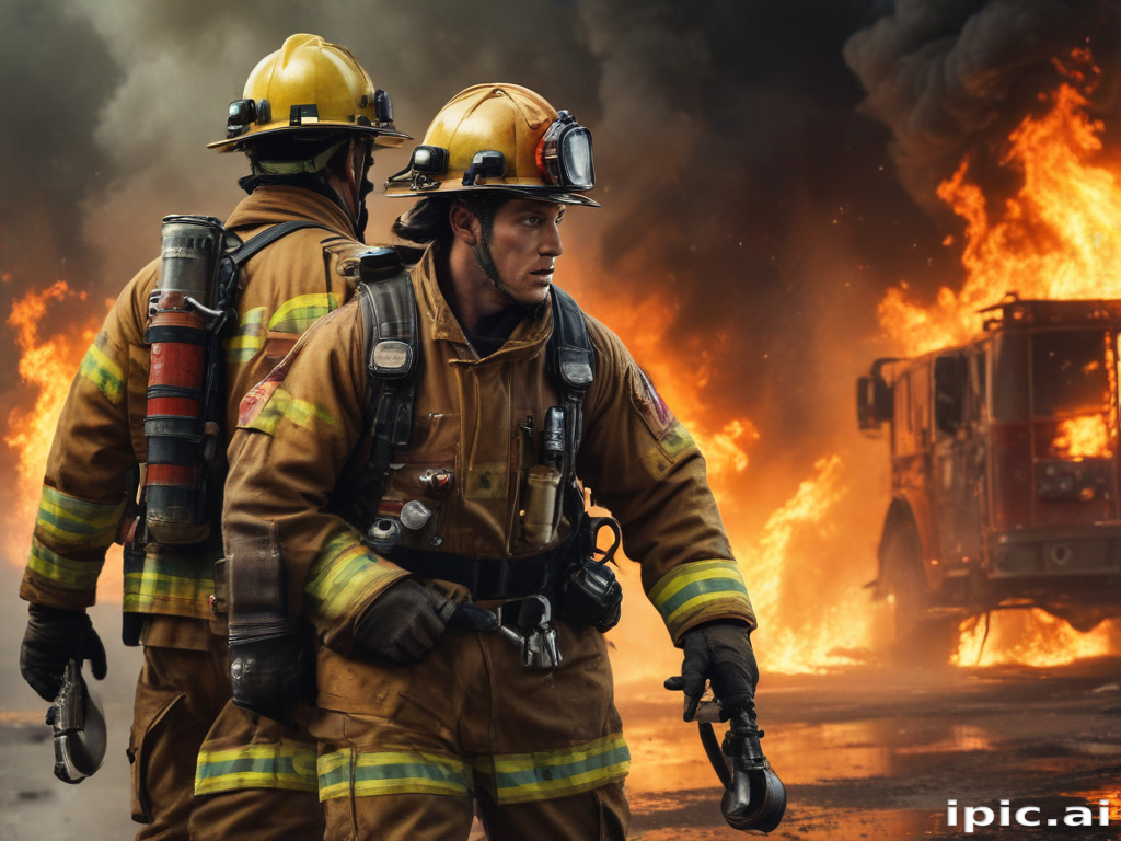 Brave Firefighters Battling Intense Flames and Smoke in Emergency ...