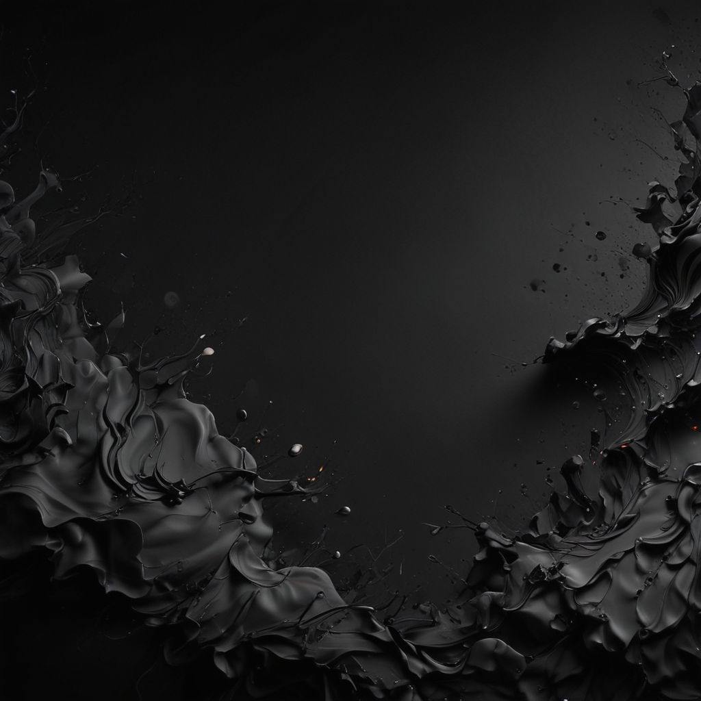 Abstract Black Liquid Flowing Elegantly on a Dark Background Surface