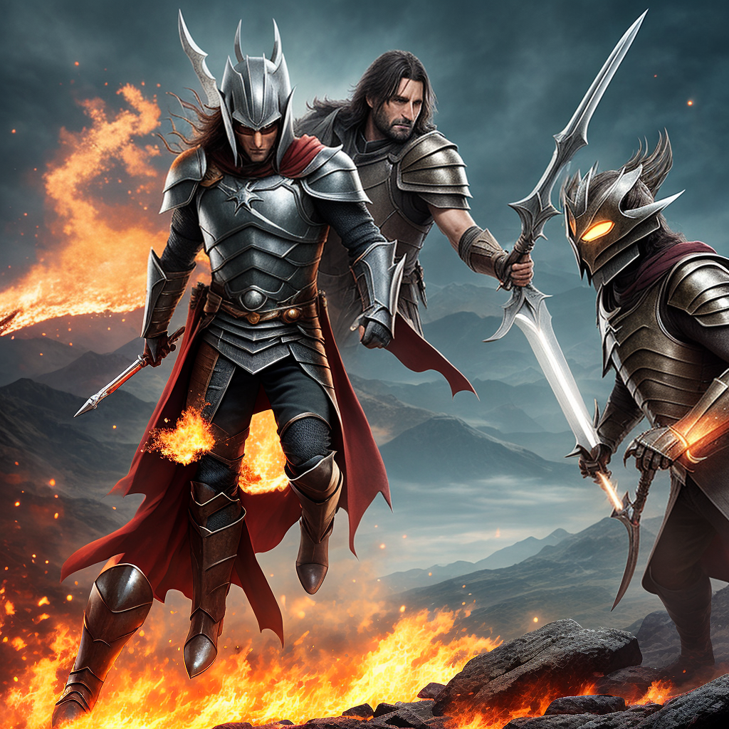 Sauron and Aragorn fighting in Mordor