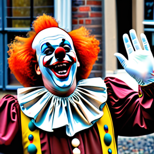 clown throwing brown clumps