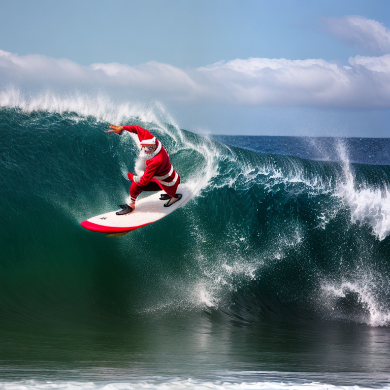 Santa surfing