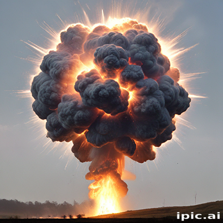 Massive Explosion Creating a Dramatic Cloud of Smoke and Fire