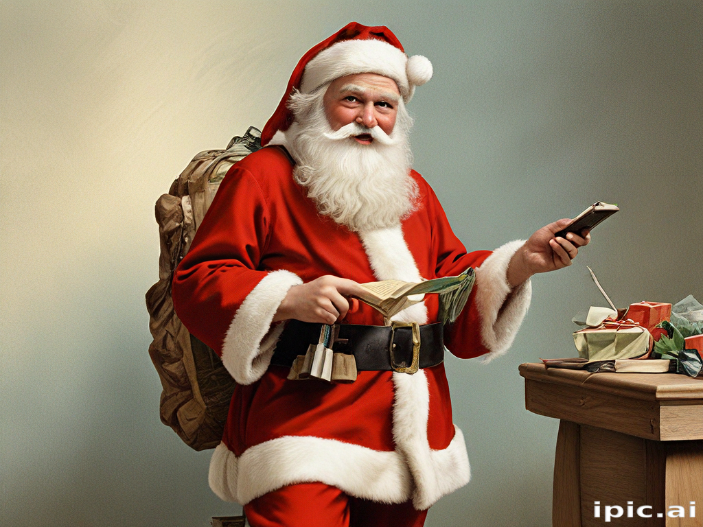 Santa Claus Preparing for Christmas Eve with Gifts and Joyful Spirit