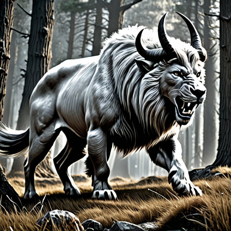 Belle, beast, beast with big horn, beast with fur, beast on two legs ...