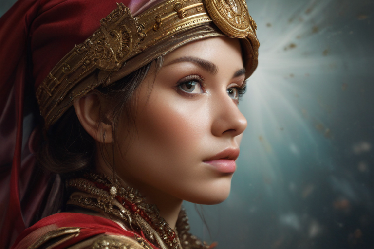 Elegant Portrait of a Young Woman in Traditional Regal Attire with ...