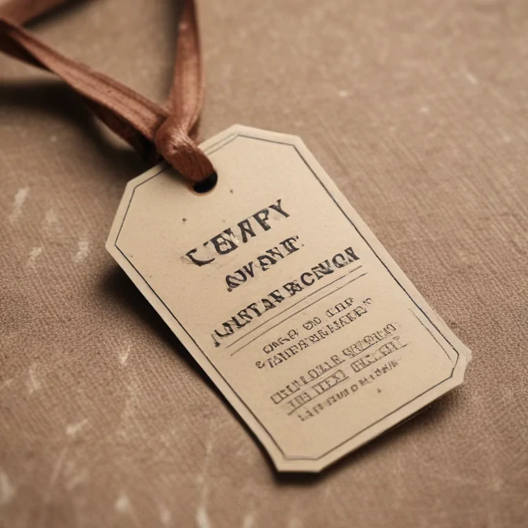 Vintage Tag with Elegant Script Detailing and Decorative Ribbon Attachment