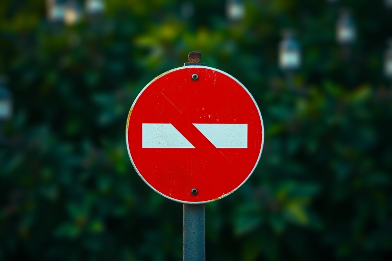Prohibitory Sign Indicating No Entry or Restricted Access Ahead