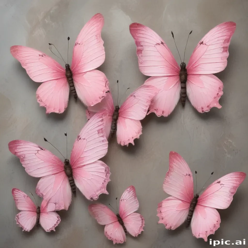A Beautiful Arrangement of Delicate Pink Butterflies on a Subtle ...