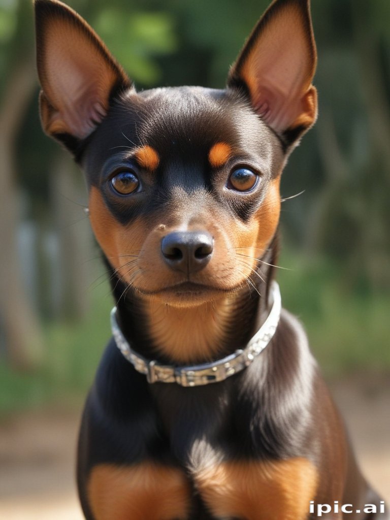 A Curious Miniature Dog with Striking Features and Bright Eyes.