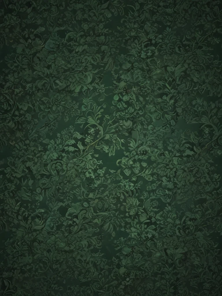 Elegant Dark Green Floral Pattern with Intricate Designs and Textures.