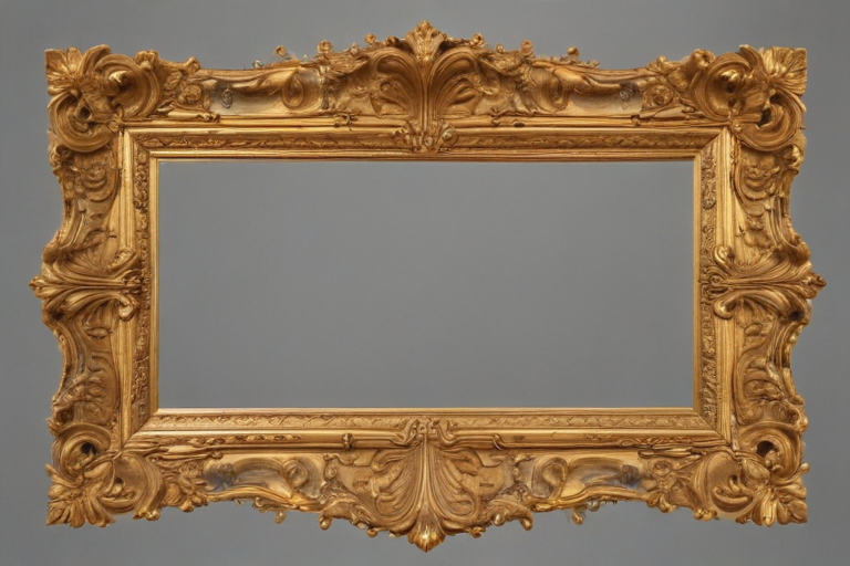 Ornate Golden Frame with Intricate Floral Designs and Decorative Details.