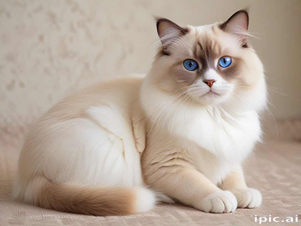 A Beautiful Ragdoll Cat with Striking Blue Eyes and Soft Fur.