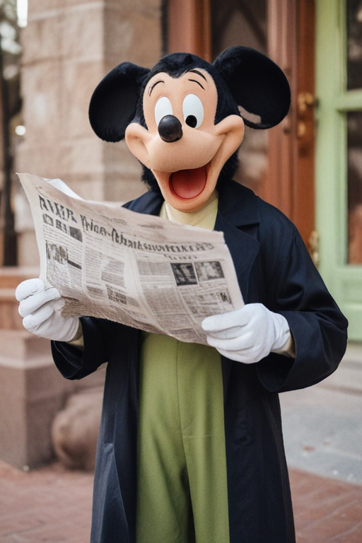 Max from goofy, readying a newspaper, drinking tea.
