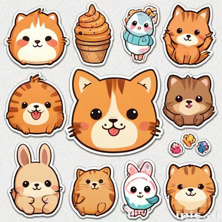 Adorable Collection of Cute Animal Stickers Featuring Cats, Bunnies ...