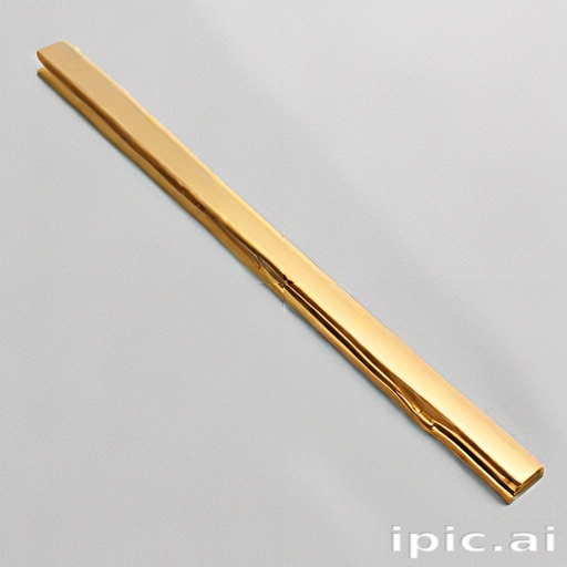 Shiny Golden Stick Laid Flat Against a Light Gray Background.
