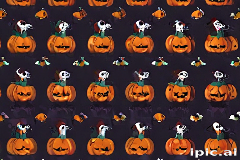 Whimsical Halloween Scene Featuring Playful Ghosts and Adorable Pumpkin ...