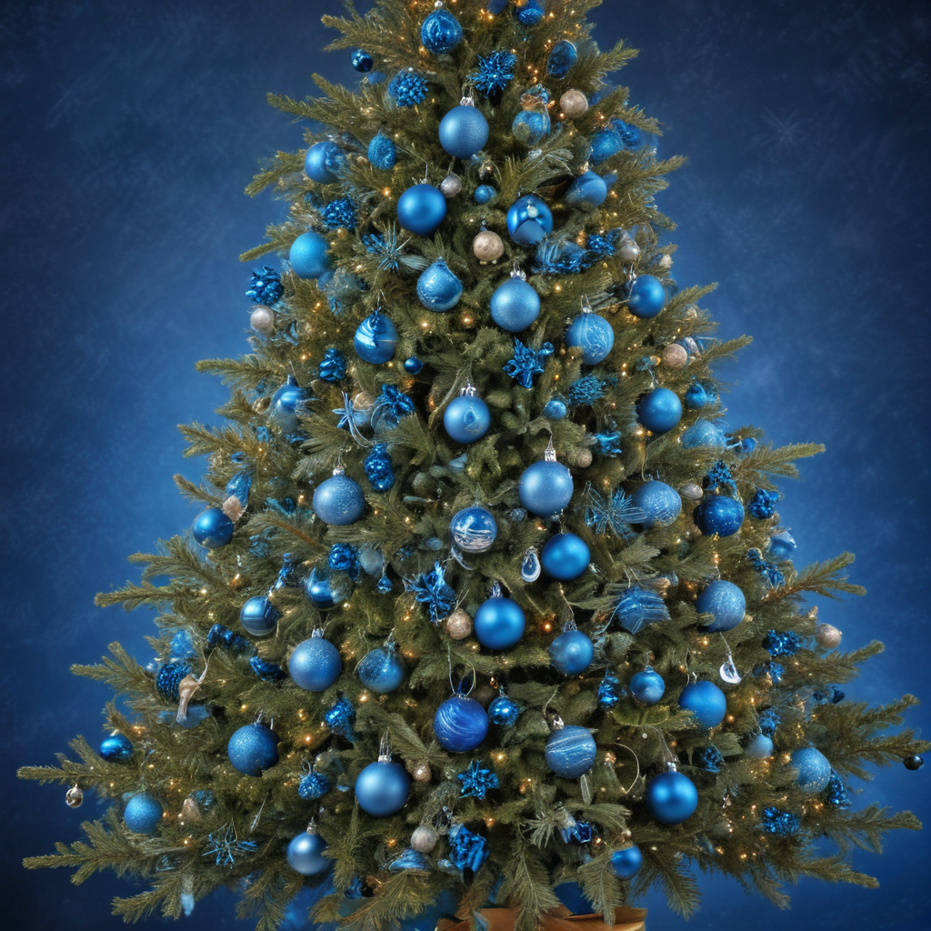 Beautifully Decorated Christmas Tree Adorned with Shades of Blue Ornaments