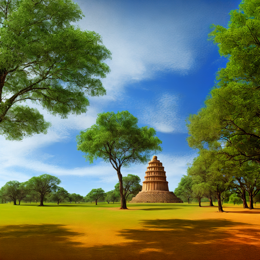 Sanchi stupa Digital art background