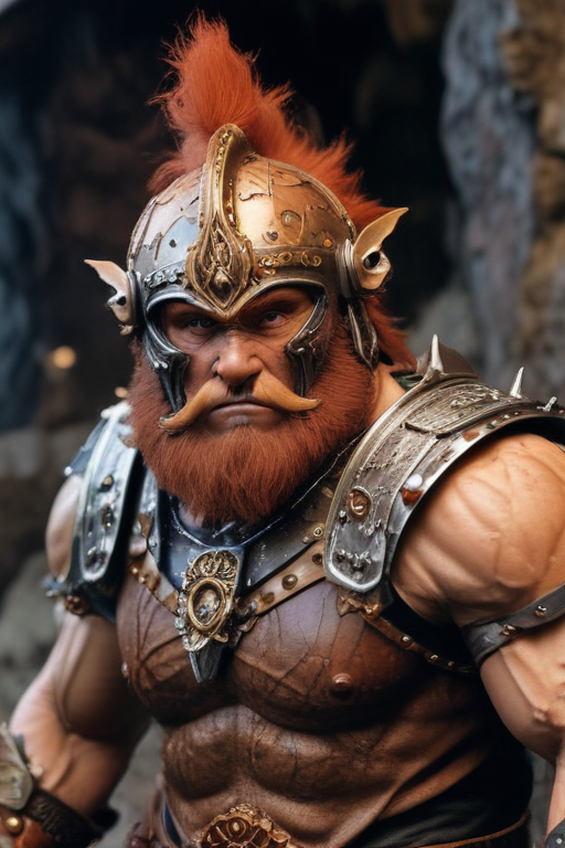 long-bearded barbarian fantasy dwarf gladiator in hoplite armor with ...