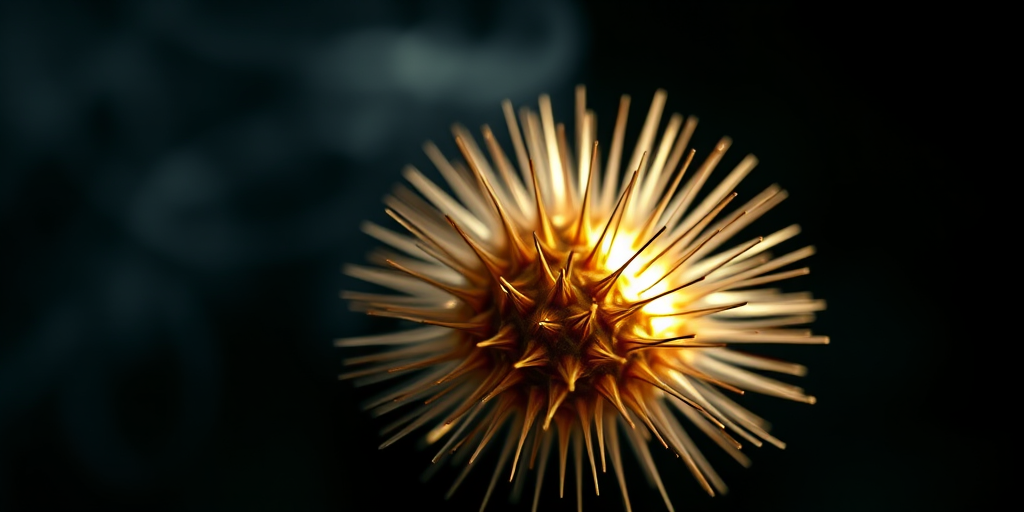 Abstract Representation of a Shattered Sphere with Sharp, Radiating Spikes