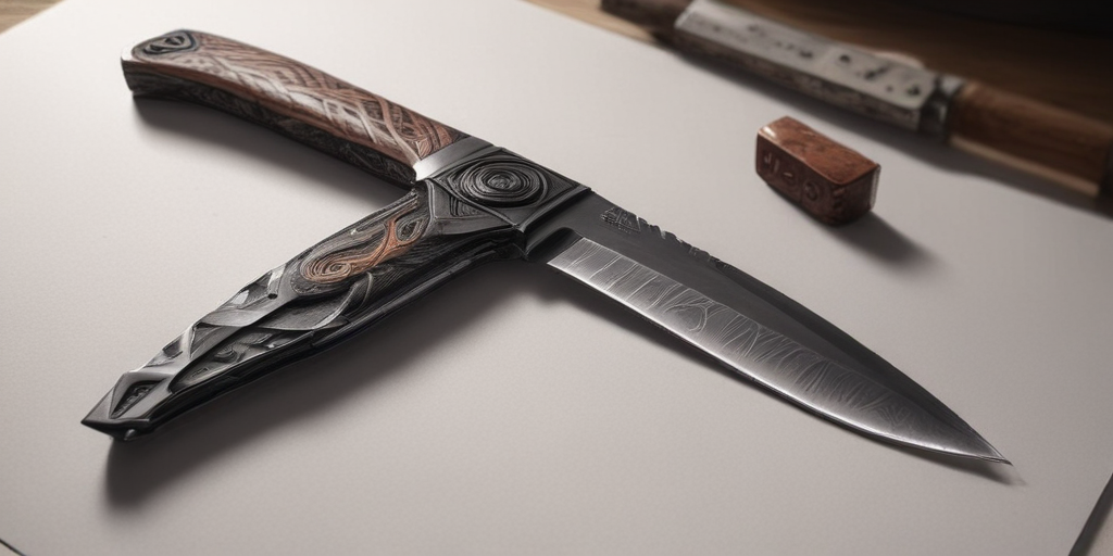 Intricately Designed Artisan Knife with Unique Handle and Blade Patterns