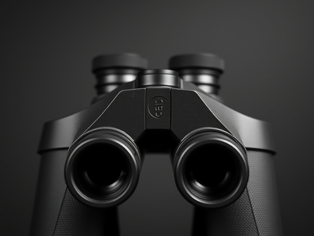 Close-Up of a Sleek Pair of Modern Binoculars Against a Dark Background