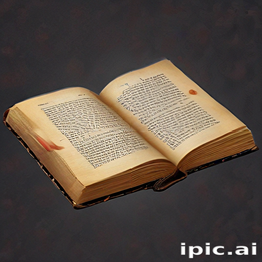 An Ancient Open Book with Yellowed Pages and Intricate Text Layout