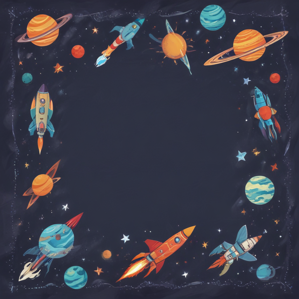 Diploma of space, stars, rockets and planets