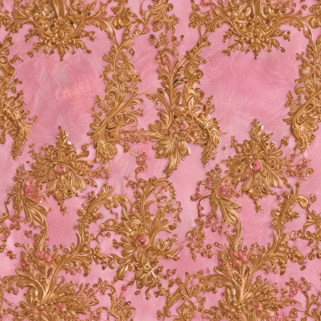 Elegant Pink and Gold Floral Pattern with Intricate Baroque Design ...