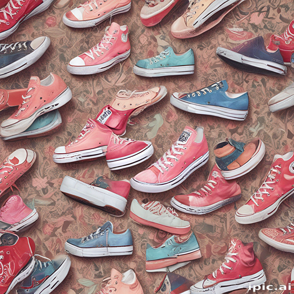 A Colorful Collection of Stylish Sneakers Spread Across a Floral ...