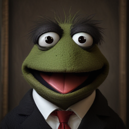 A dark, mysterious, creature in the style of The Muppets