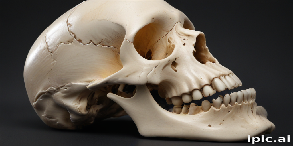 Realistic Human Skull Model Displayed Against a Dark Background in Profile