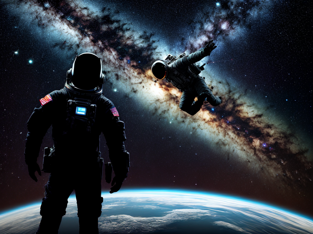 astronaut floating in darkness