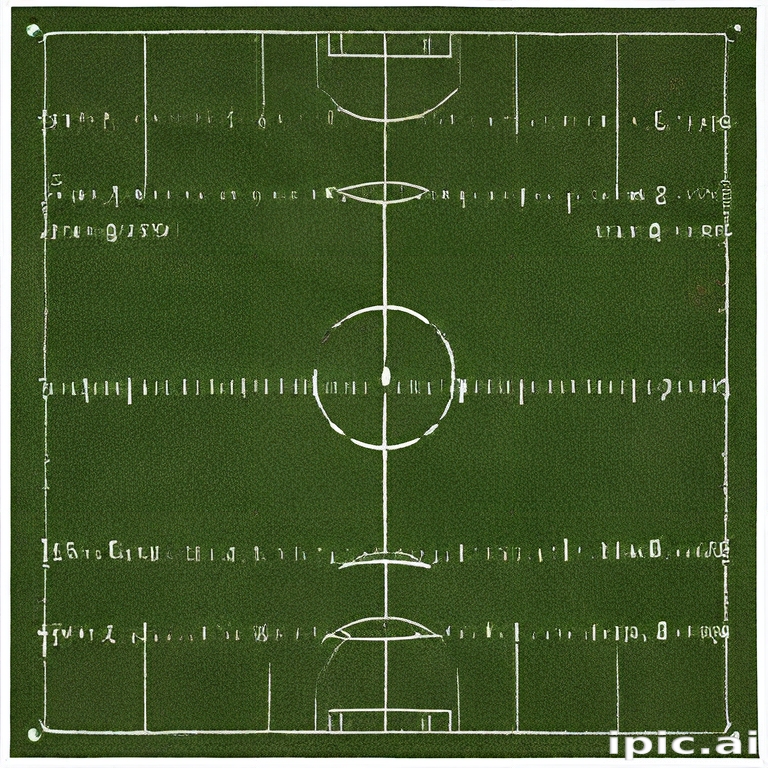Detailed Diagram of a Soccer Field with Markings and Dimensions Illustrated