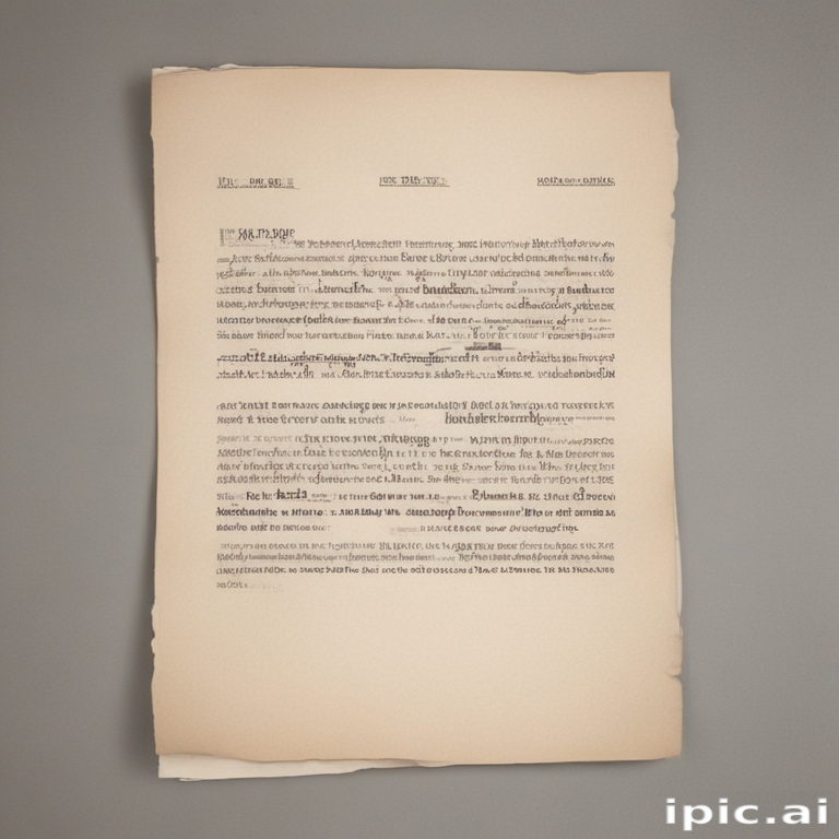 An Aged Document Featuring Distorted Text and Torn Edges on Display