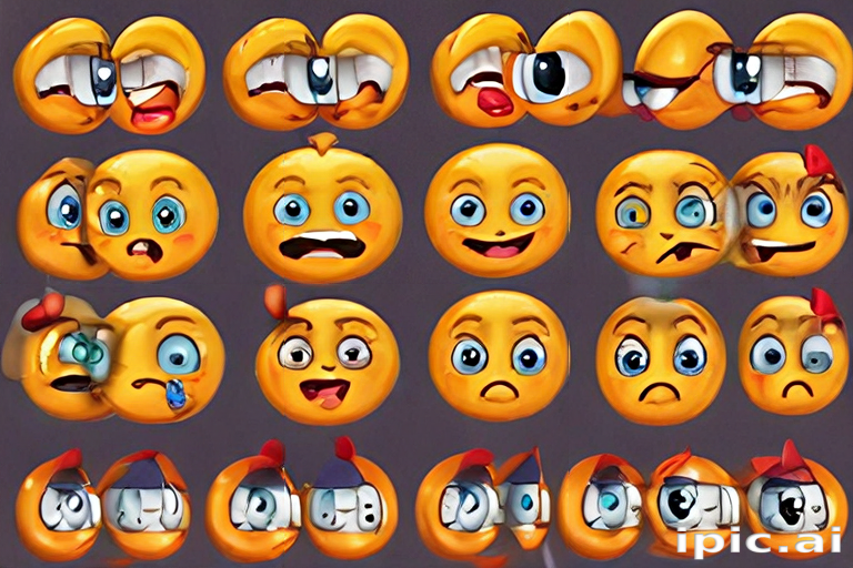 A Colorful Collection of Expressive Emoji Faces Showing Various ...