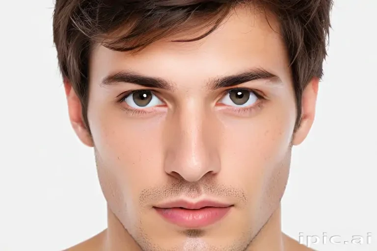 Close-Up Portrait of a Young Man with Striking Facial Features and ...
