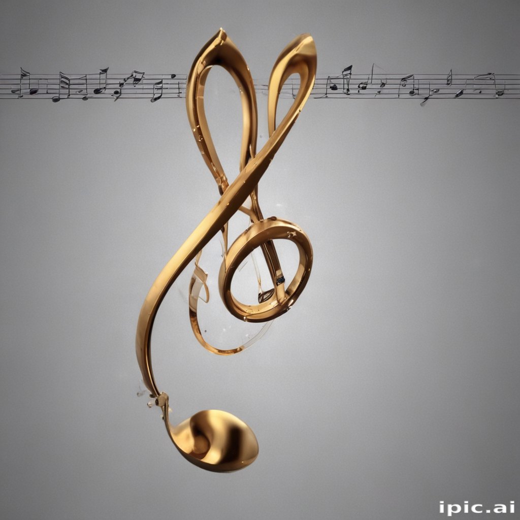 Elegant Golden Treble Clef Surrounded by Floating Musical Notes in Harmony