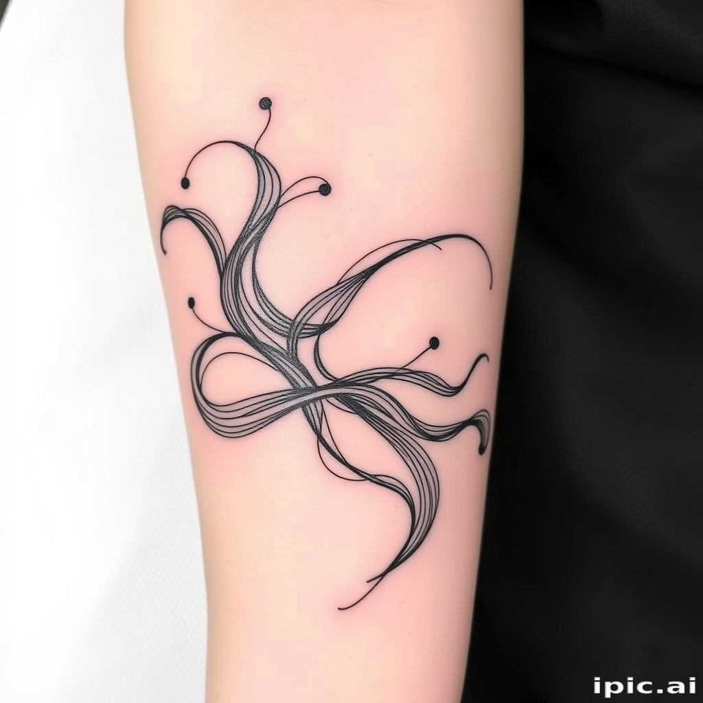 Intricate Black Ink Tattoo Featuring Flowing Lines and Organic Shapes