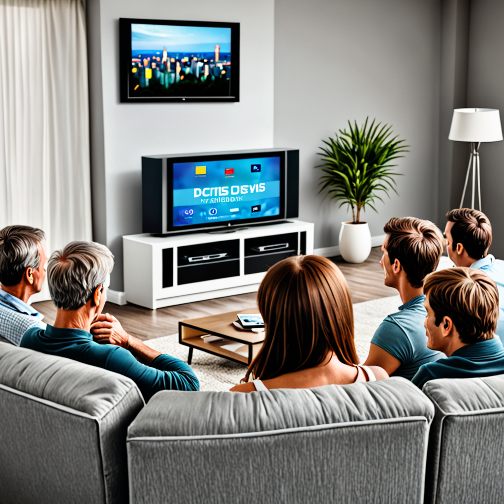 family watching tv vector