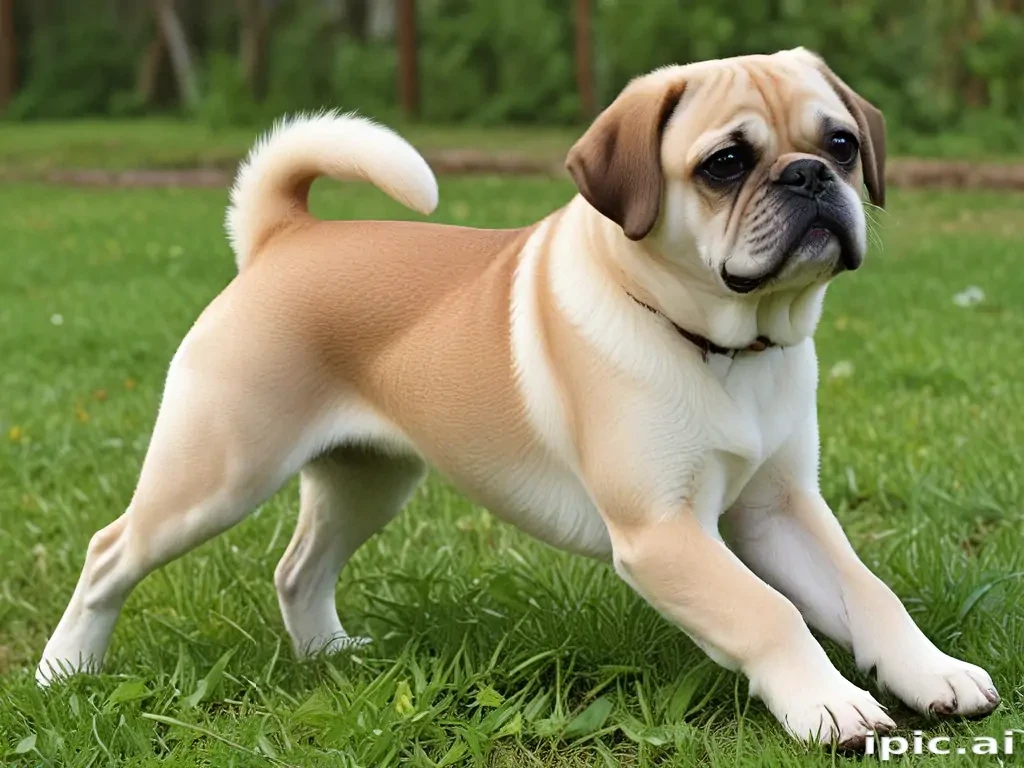 A Playful Pug Mix Enjoying a Sunny Day in the Park.