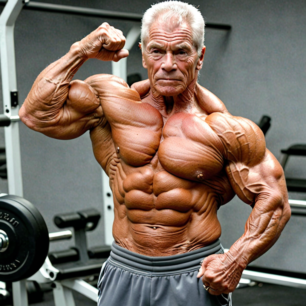 lean very big ripped veiny muscular mean face elderly bodybuilder woman ...