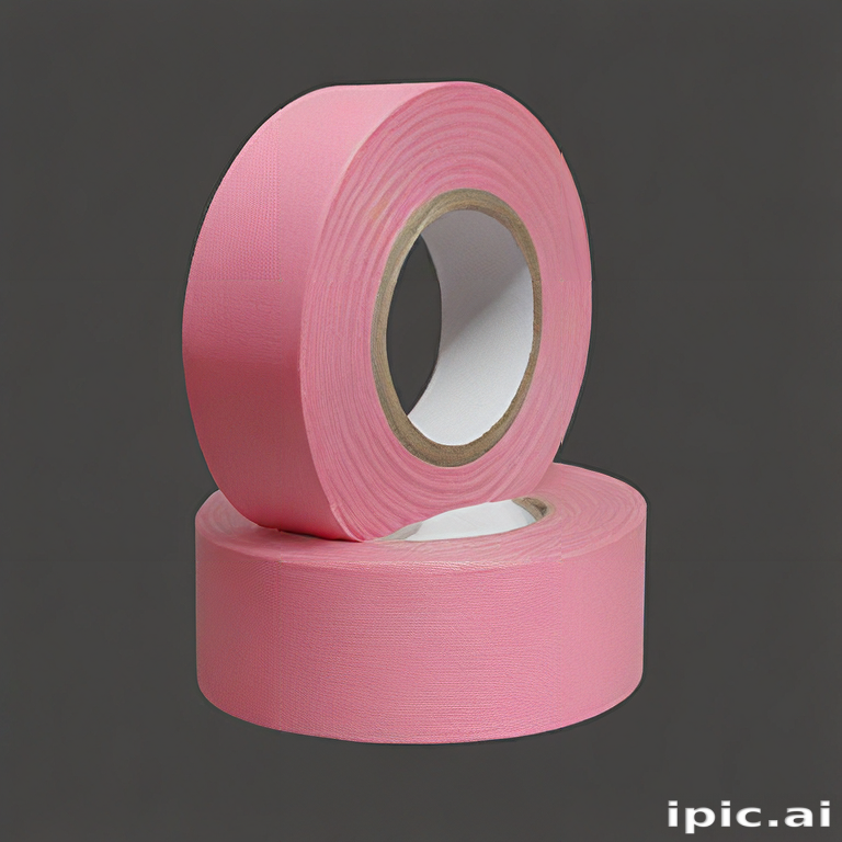 Two Rolls of Bright Pink Adhesive Tape on a Dark Background