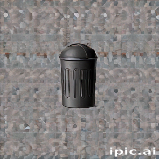 A Simple Black Trash Can Against a Textured Gray Background Design